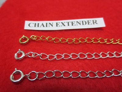 10 INCH GOLD,WHITE GOLD,SILVER PLATED 4MM NECKLACE EXTENDERS W/SPRING ...