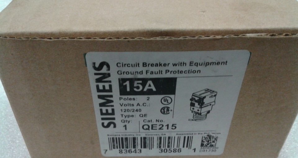 QE215 SIEMENS 2POLE 15AMP 120/240V TYPE QE PLUG-IN GFCI NEW | eBay