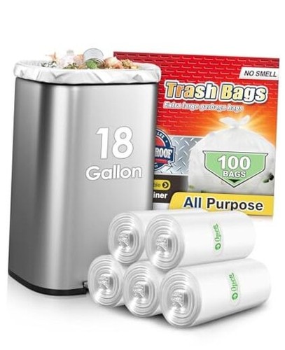 18 Gallon 100 Counts Compactor Bag Tall Kitchen Trash Clear-100-18 ...