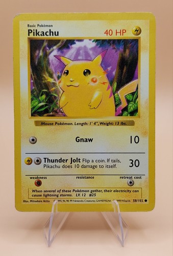 Pikachu Red Cheeks Shadowless Base Set 58/102 Pokemon Card - WOTC 1999 ...