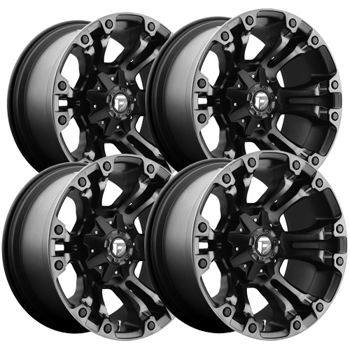 (Set-4) Fuel D851 Vapor 20x9 5x5.5"/5x150 +1mm Black/Gray Wheels Rims ...