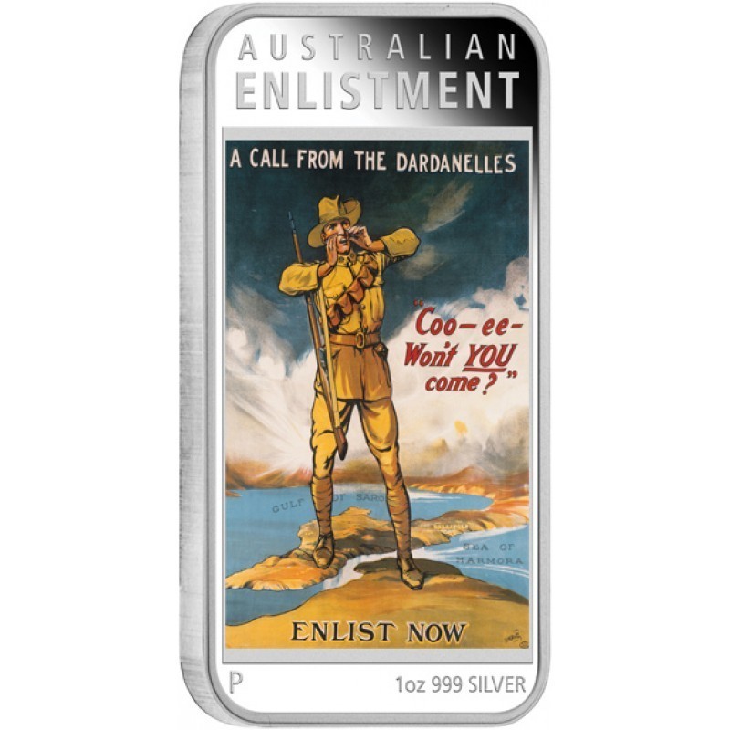 2014 PM $1 1oz Australian Posters Of WW1 Silver Rectangular Proof Coin ...