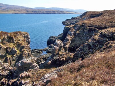 Photo 12x8 Impressive basalt dyke Cuidrach A burn has eroded the soil ...