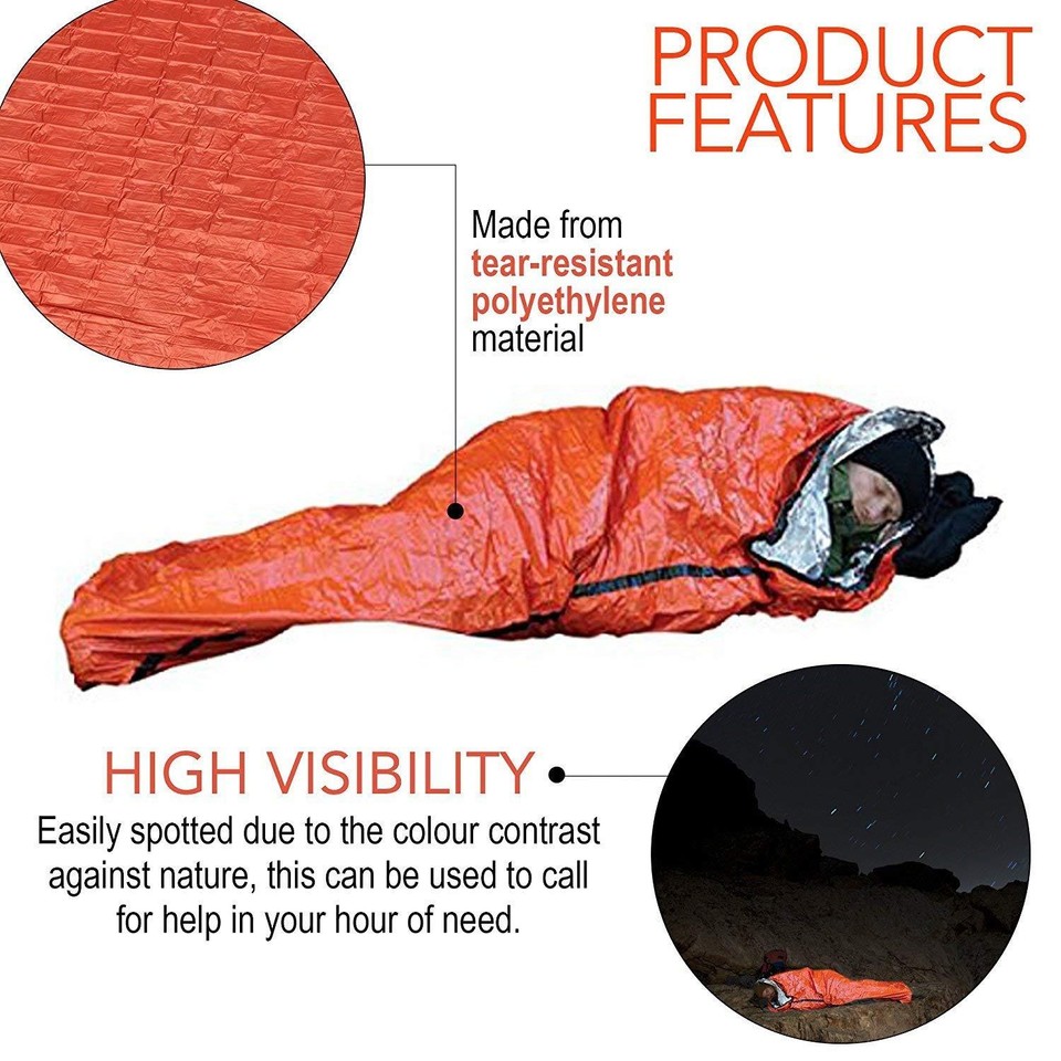 2 Pack Emergency Survival Bivvy Bivi Bag Sleeping Waterproof Camping ...