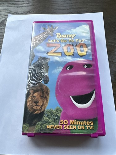 Barney - Lets Go to the Zoo (VHS 2001 Hard Case) purple case white tape ...