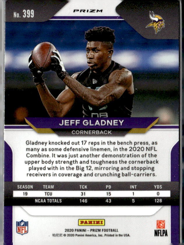 2020 Panini Prizm Orange Laser RC #399 Jeff Gladney(F) | eBay