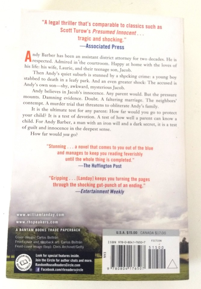 Defending Jacob : A Novel By William Landay (2012 Trade Paperback) FREE ...