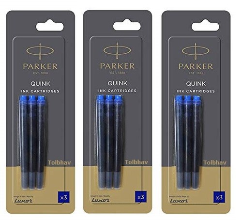 9 X Parker Blue Ink Cartridges Refills for Aster Vector Frontier ...