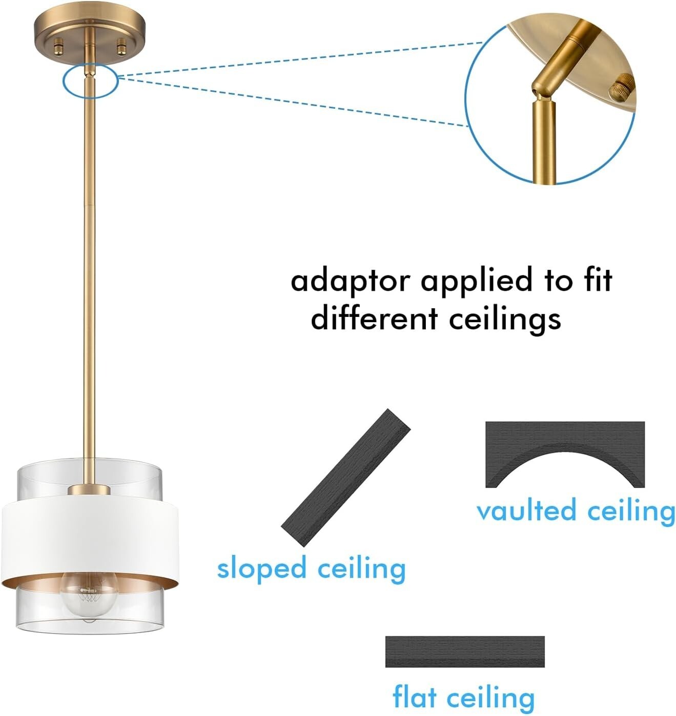 Kitchen Pendant Light Rod Hanging Pendant Light with Clear Glass ...