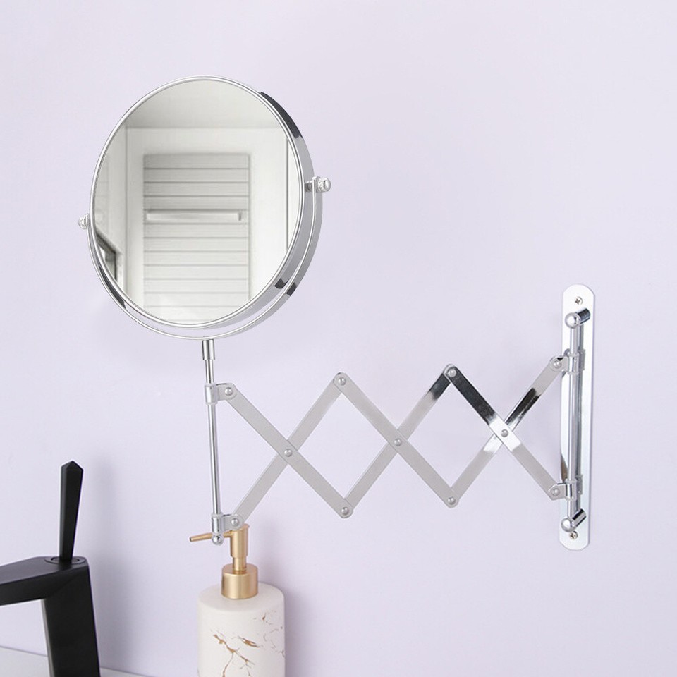 Extendable LED Mirror 5X Magnifying Shaving Makeup Mirrors Wall Mounted ...