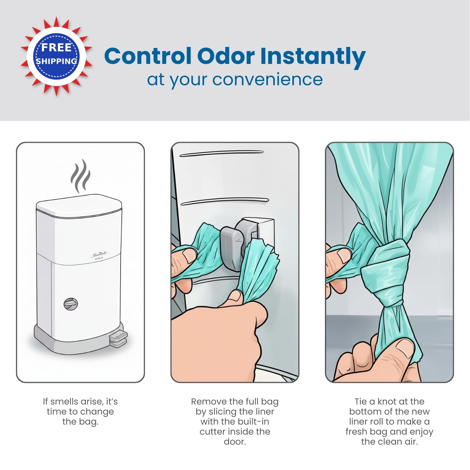 Janibell Akord 330 Adult Diaper Pail System 11 Gallon Hands Free Step ...
