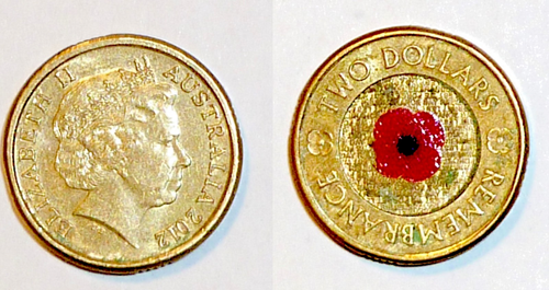 2012 RED POPPY $2 'Two Dollar' Remembrance Coin💥Grubby As Shown💥$0.99c ...