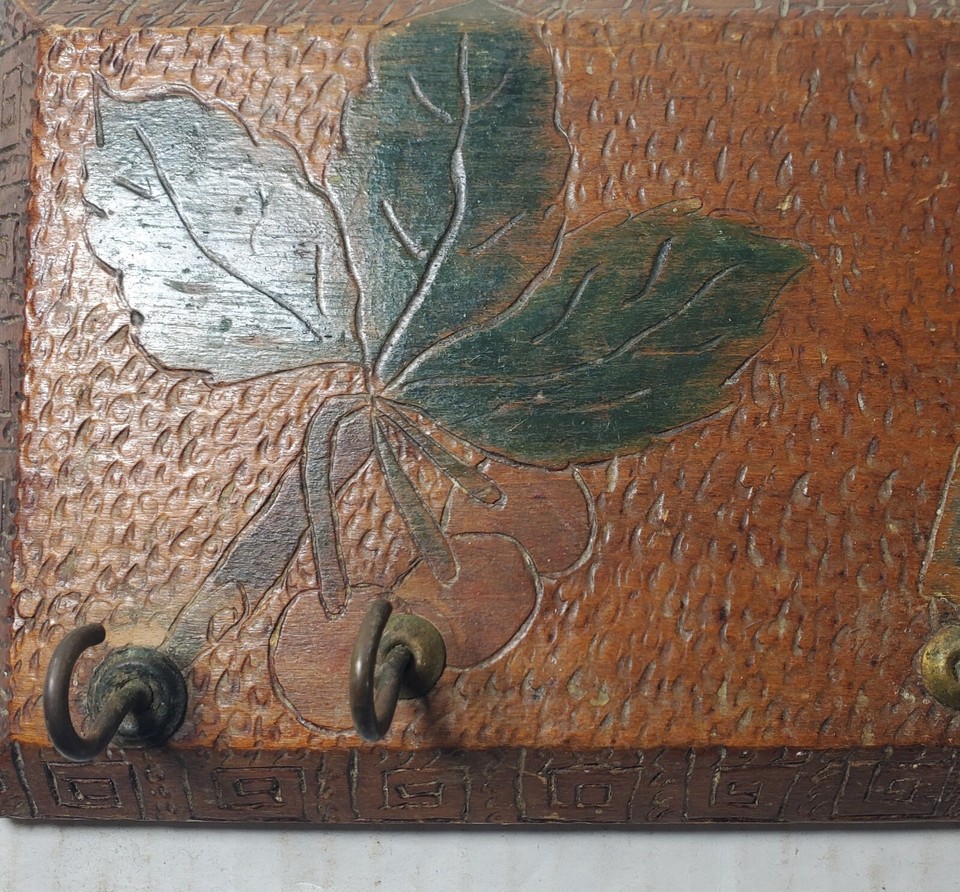 Antique Pyrography Flemish Art Wood Burning Plaque Primitive Painted ...