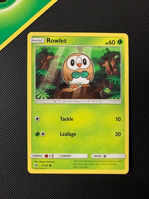 NM Pokémon TCG Rowlet Sun & Moon Base Set 9/149 Regular Common | eBay