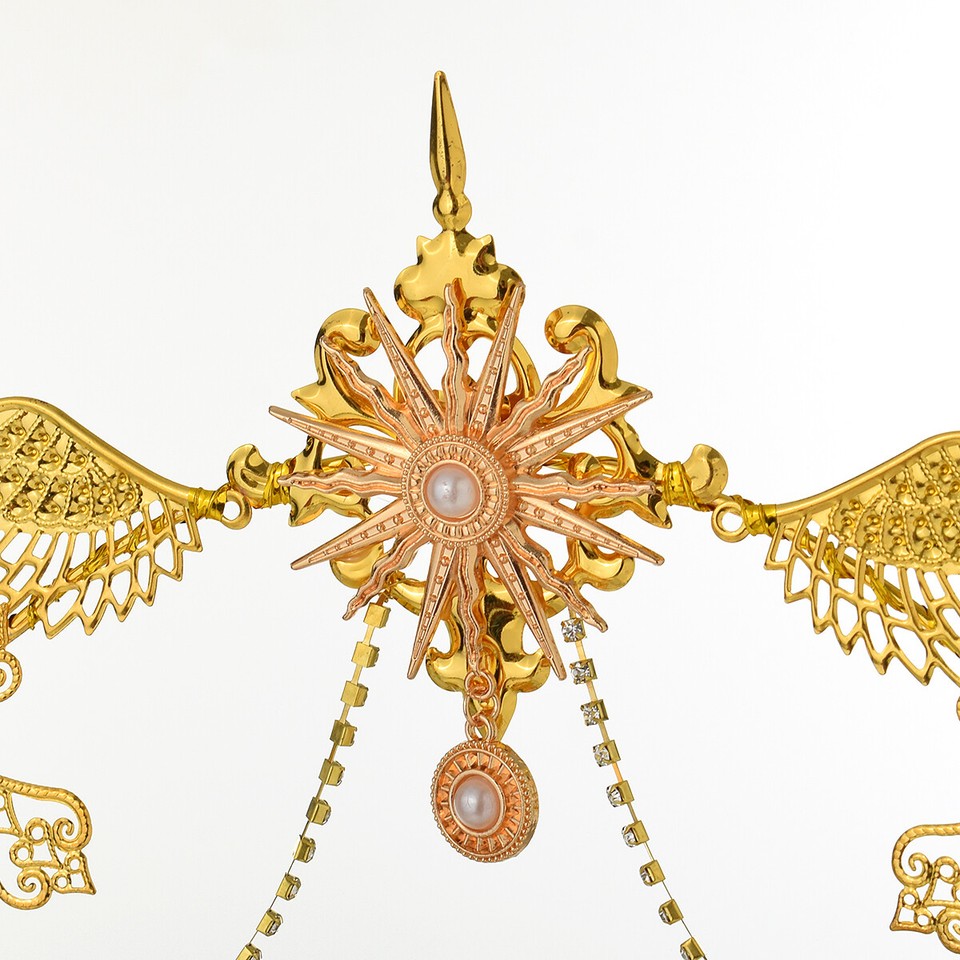 Baroque Lady Halo Crown with Cross Wing Golden Goddess Halo Headpiece ...