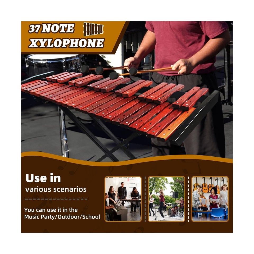 Marimba, 37 Key Wooden Adult Xylophone with Mallets and Adjustable ...