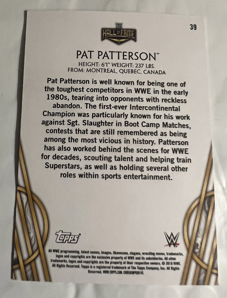 WWE 2018 Topps Legends PAT PATTERSON Parallel SHORT PRINT #/25 | eBay