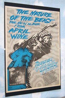 APRIL WINE large A3 frameless original 1981 nature of the beast ALBUM ...