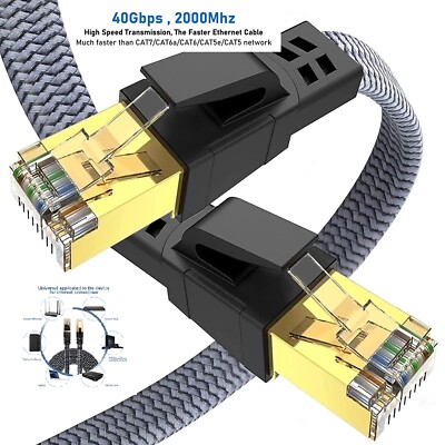 Braided 6FT-35FT Heavy Duty Cat8 Ethernet Cable Super Speed 40Gbps ...