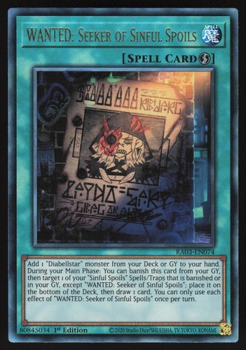 WANTED: Seeker of Sinful Spoils - RA03-EN074 - Ultimate Rare - Yugioh | eBay Australia