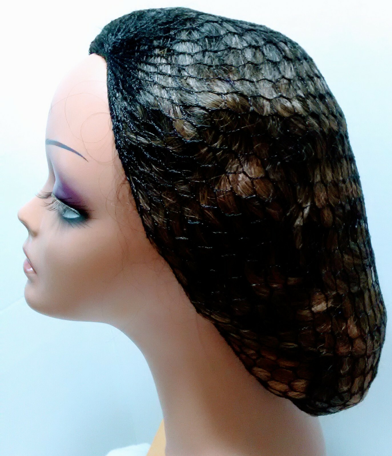 4 packs of thin black restaurant cooking snoods Hair net Cap elastic ...