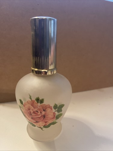 Vintage Frosted Glass Perfume Spray Bottle Flower Rose Motif Japan ...
