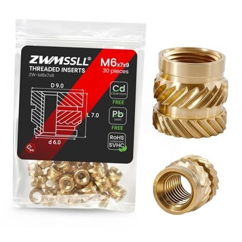 M6 Heat-Set Threaded Inserts(Pieces) Heat Set Insert for 3D M6x7x9mm 30 ...