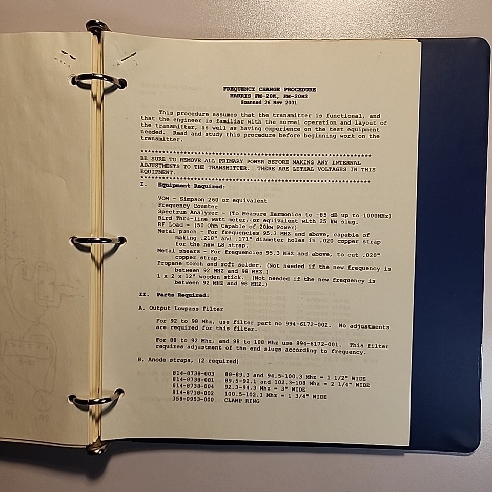 Harris Corporation FM-20K FM Broadcast Transmitter Technical Manual | eBay