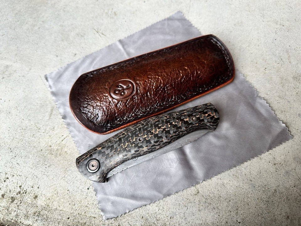 Custom Damasteel Folding Knife, Shashunder Ukrainian Knives, zirconium ...