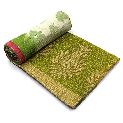 Vintage Quilt Indian Handmade Organic Cotton Counterpane Bedding Throw ...