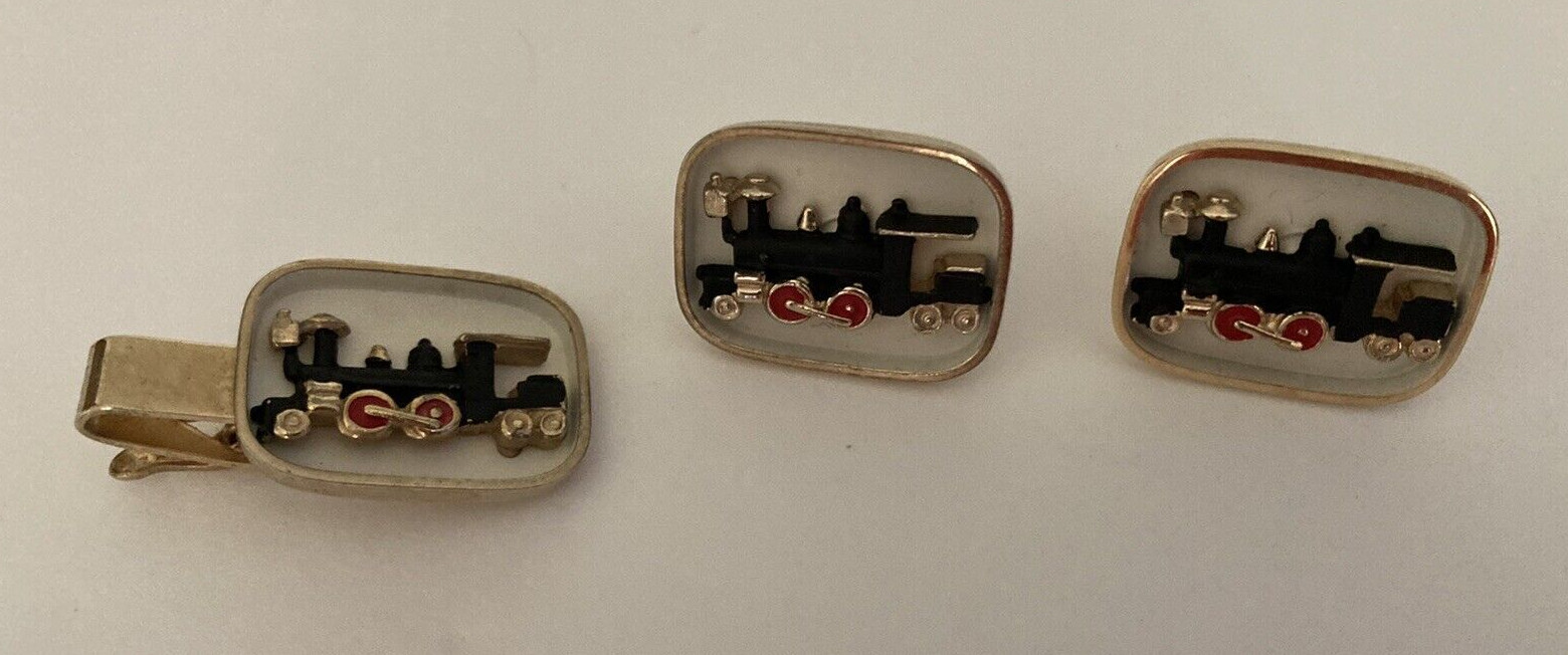 SWANK Vintage Railroad Train Engine Cuff Links & Tie … - Gem