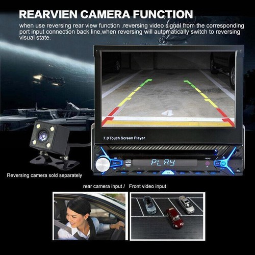 7" Flip Out Screen Single DIN Car Stereo DVD / VCD Player GPS Navi ...