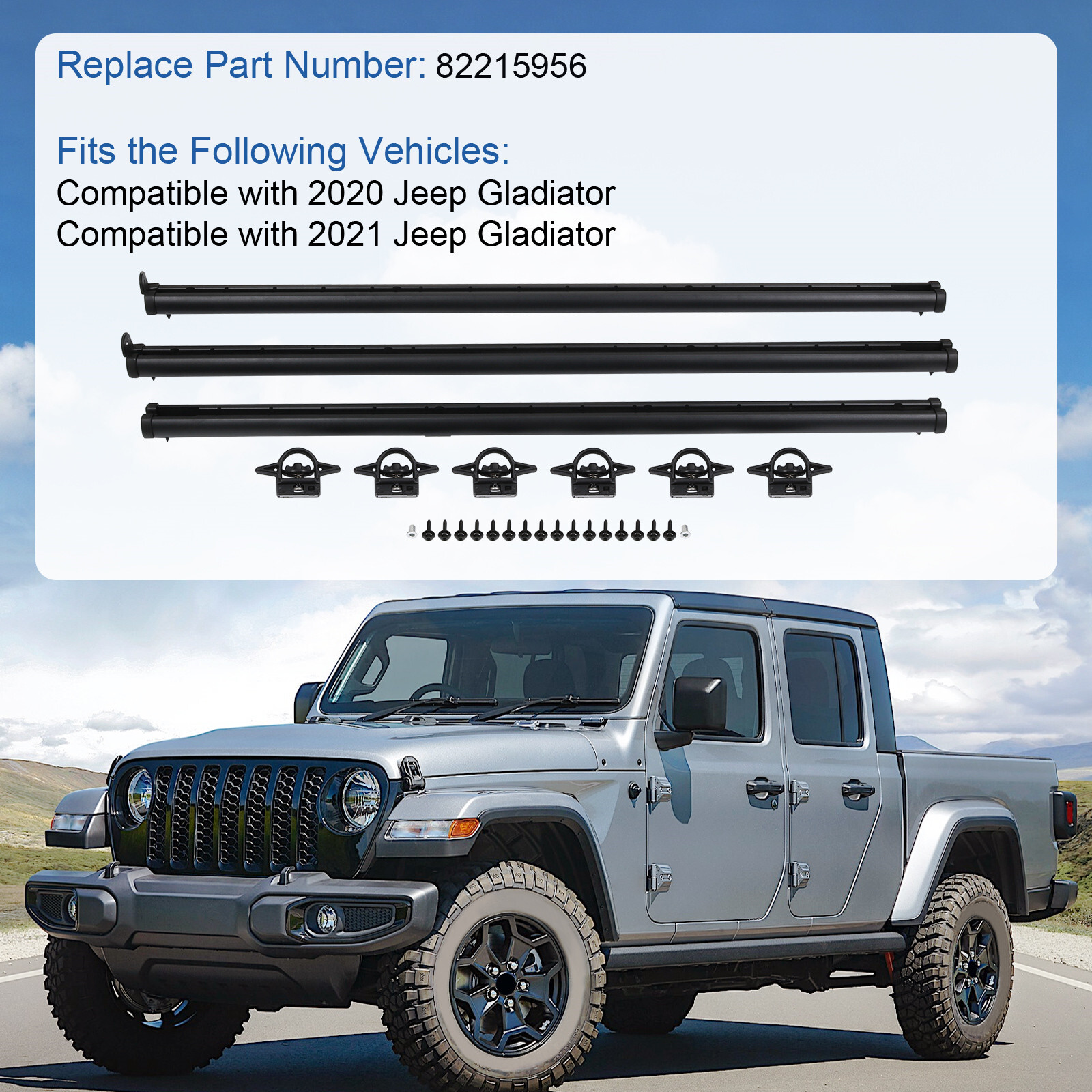 82215956 For 2020-2021 Jeep Gladiator JT Utility Rail Trail Rail Kit | eBay