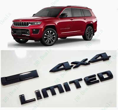 Gloss Black Rear Limited 4X4 & L Emblems Letter 2021+ Jeep Grand ...