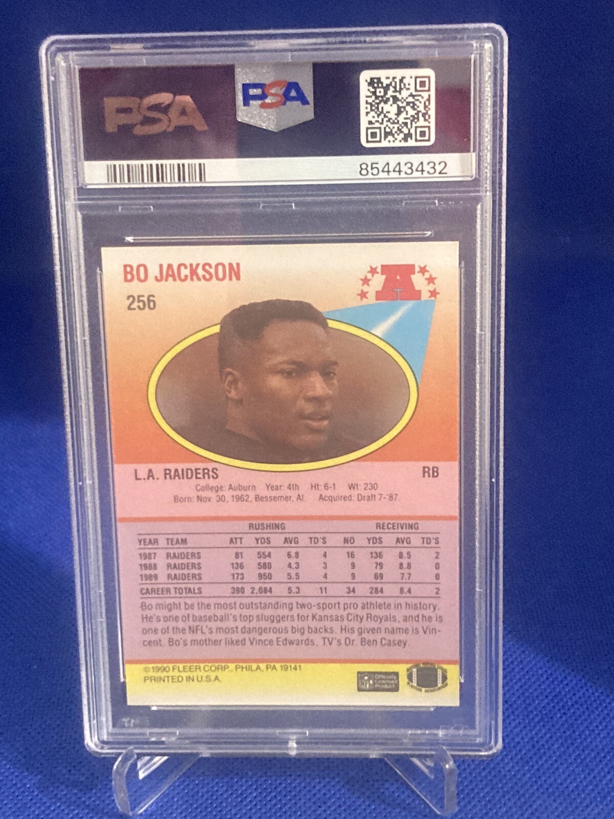 1990 BO JACKSON FLEER #256 PSA 10 PERFECT CARD RAIDERS LEGEND GOAT 🔥🔥 ...