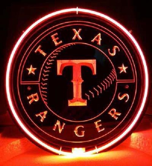 3D Carved Neon Sign 14" Texas Rangers Light Lamp Decor Bar Artwork Hand ...