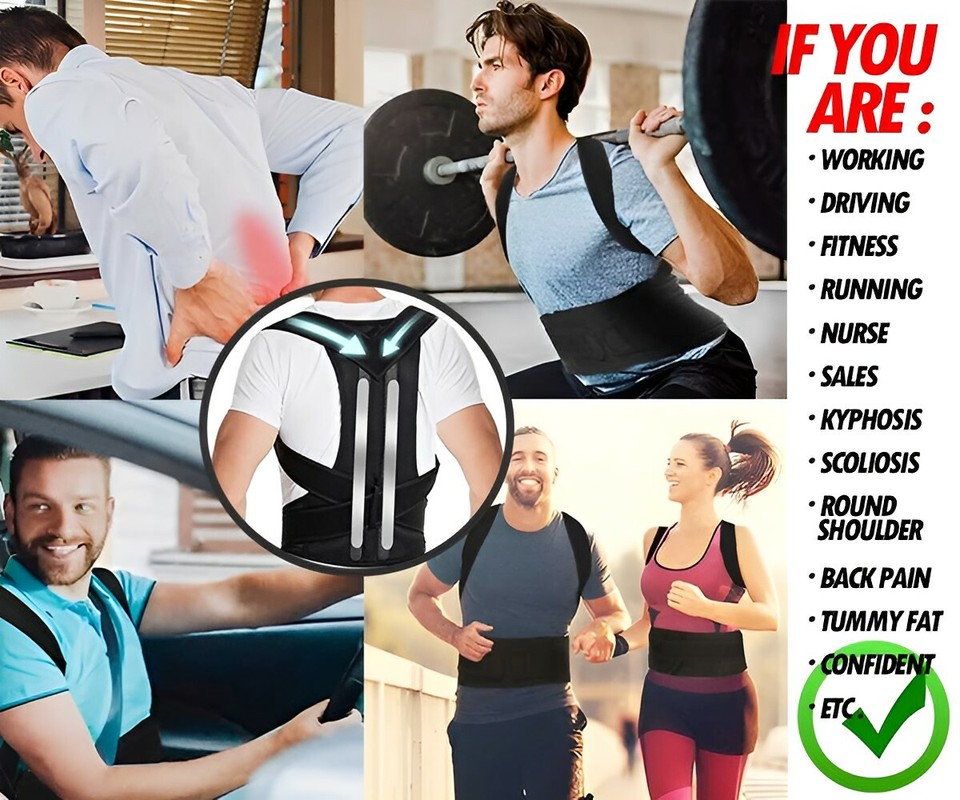 Adjustable Back Brace for All Day Wear Dual Support Rods Posture ...