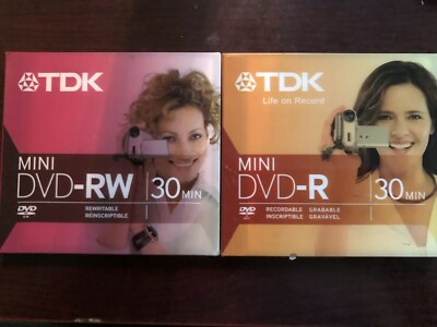 LOT OF 2 New TDK Mini DVDRW Rewritable 4X 1.4 GB 30 Minute Disc NIP | eBay