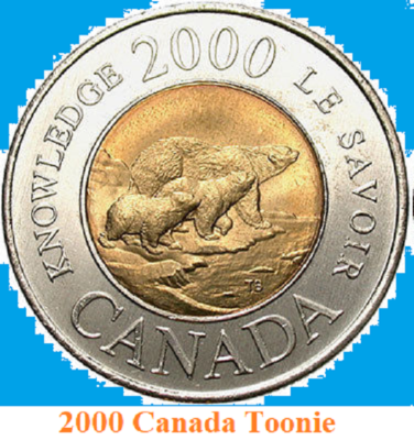 2000 Canada Knowledge Toonie Two Dollar $2 Coin (Mint Condition UNC.)RJ ...