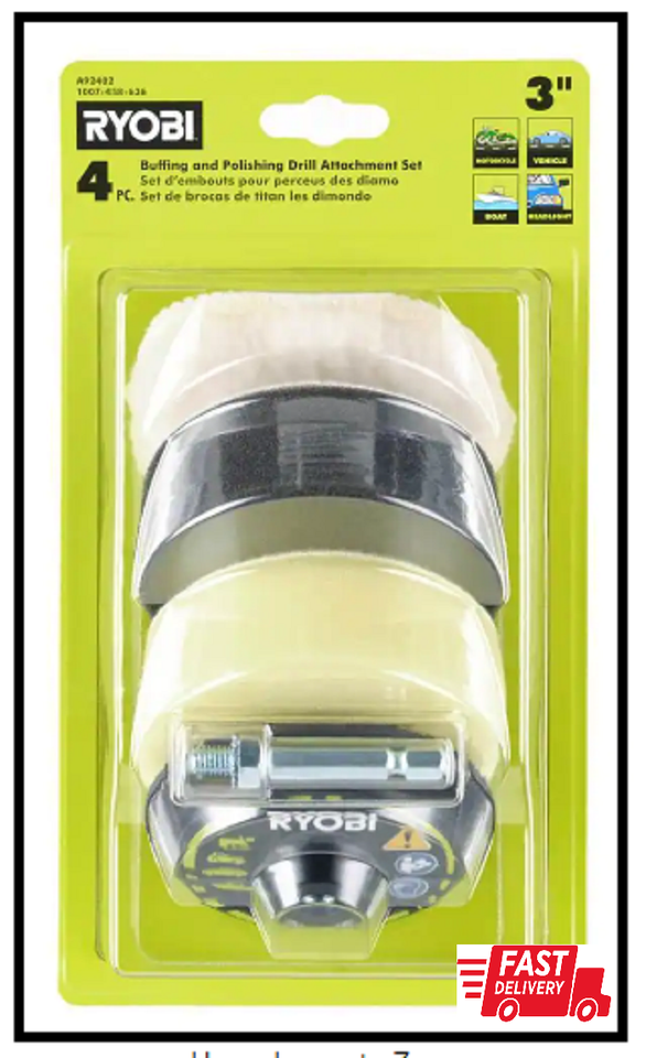 RYOBI Buffing & Polishing Drill Attachment Set For Boats,Metal And Wood ...