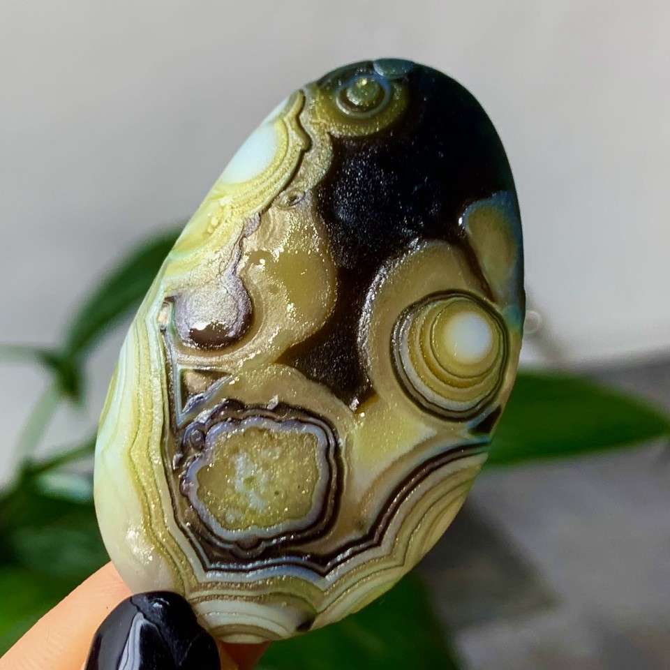16G Natural green gobi agate eye crystal Circular pattern mineral ...