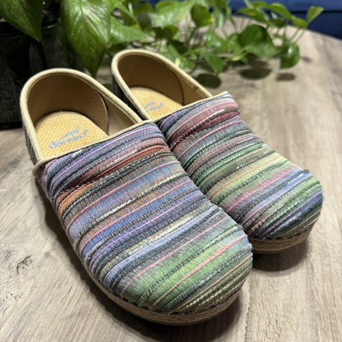 Dansko Vegan Striped Clogs Nursing Professional Loafer Shoe Womens 36 ...