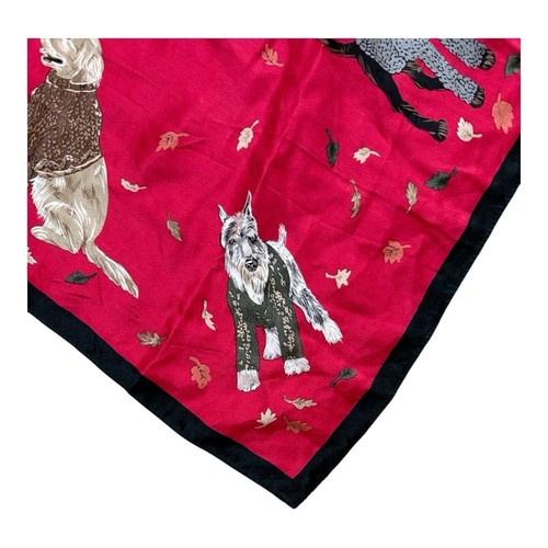 Talbots 100% Silk Dog Scarf 20 x 20 Red Dogs Square Canine Golden ...