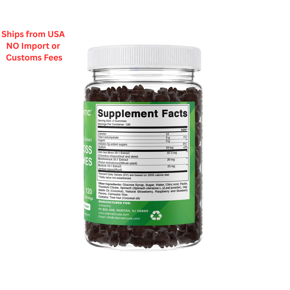 Vitamatic Irish Sea Moss & Bladderwrack 240 Count (Pack of 1), No Color ...