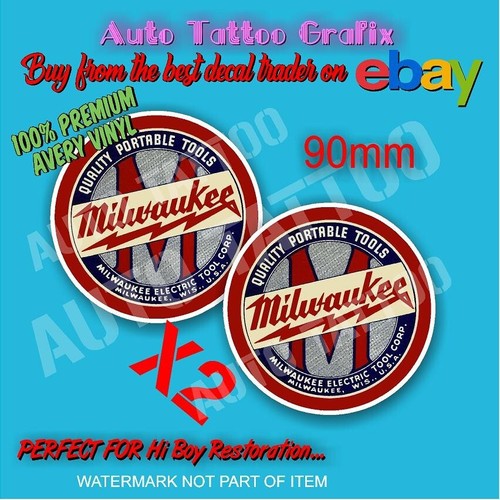 MILWAUKEE TOOLS DECAL STICKER X2 TOOLBOX GARAGE WORKSHOP CAR TRUCK ...