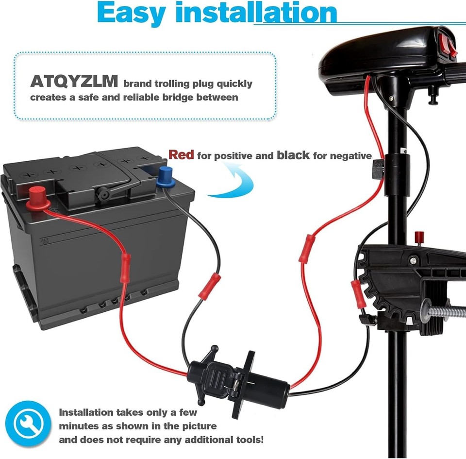 Waterproof Trolling Motor Plug 12V-24V 8 Gauge Quick Connect for Minn ...
