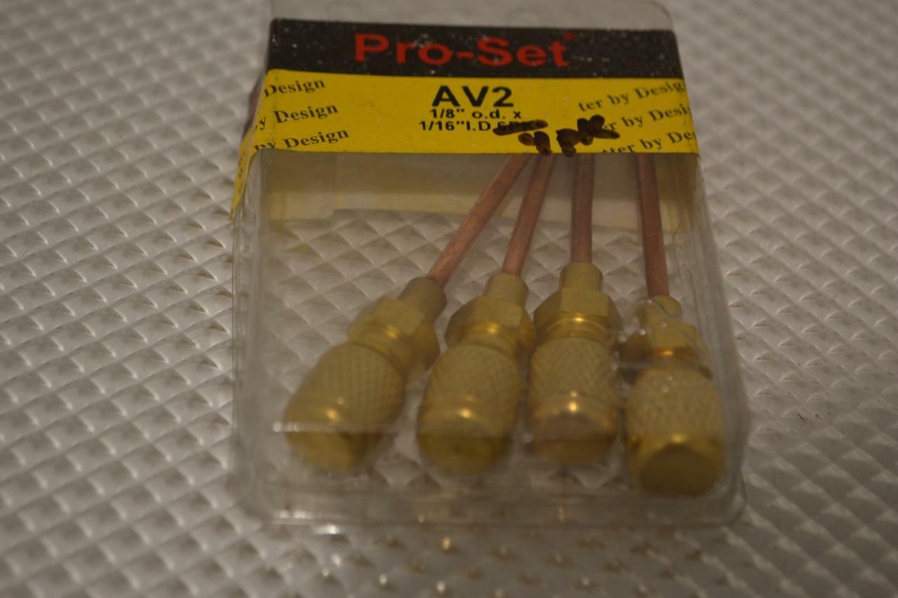 ONE NEW LOT OF 4 PRO-SET AV2 CPS ACCESS FITTINGS 1/8" O.D. X 1/16" I. D ...