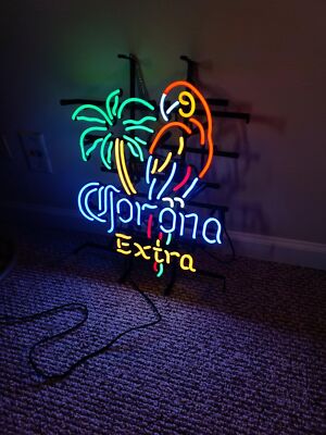 Corona Extra Beer Parrot Palm Tree 20"x16" Neon Sign Light Lamp ...