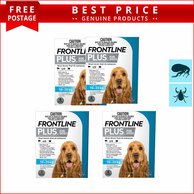 Frontline Plus for Dogs 3,6,12 Doses 10 to 20 Kg BLUE Flea Tick ...