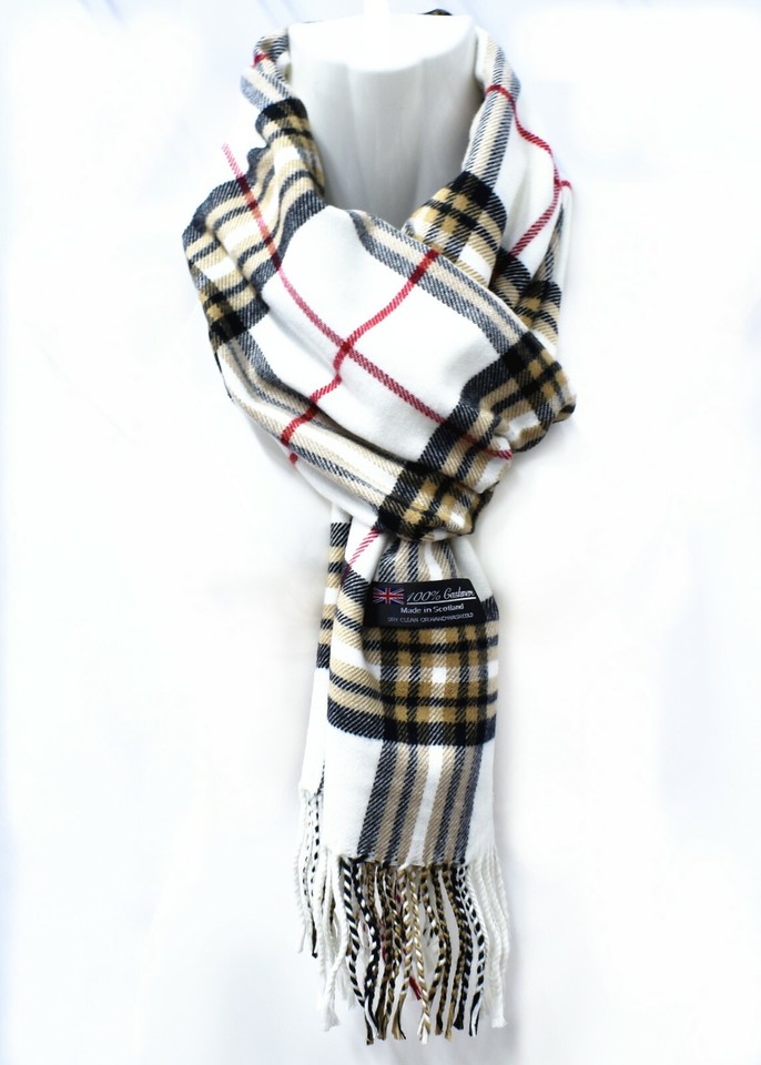 Mens Womens Wool Check Scarf Scotland Made Warm Plaid Wool 100% ...